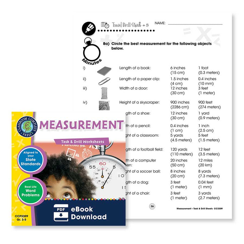 Measurement Task & Drill Sheets Gr. 3-5: Object Measurements Timed Dri ...