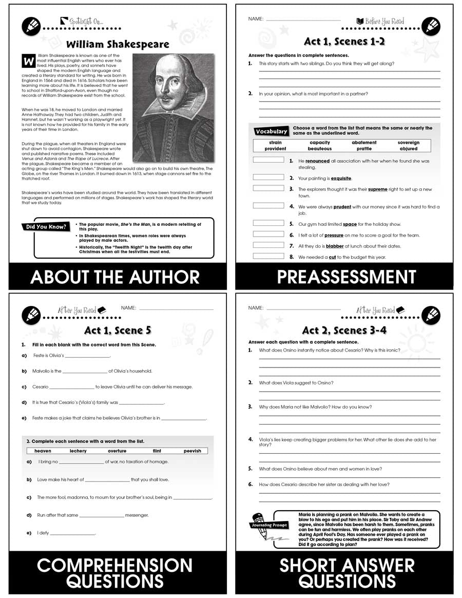 Twelfth Night (Novel Study Guide) – CLASSROOM COMPLETE PRESS