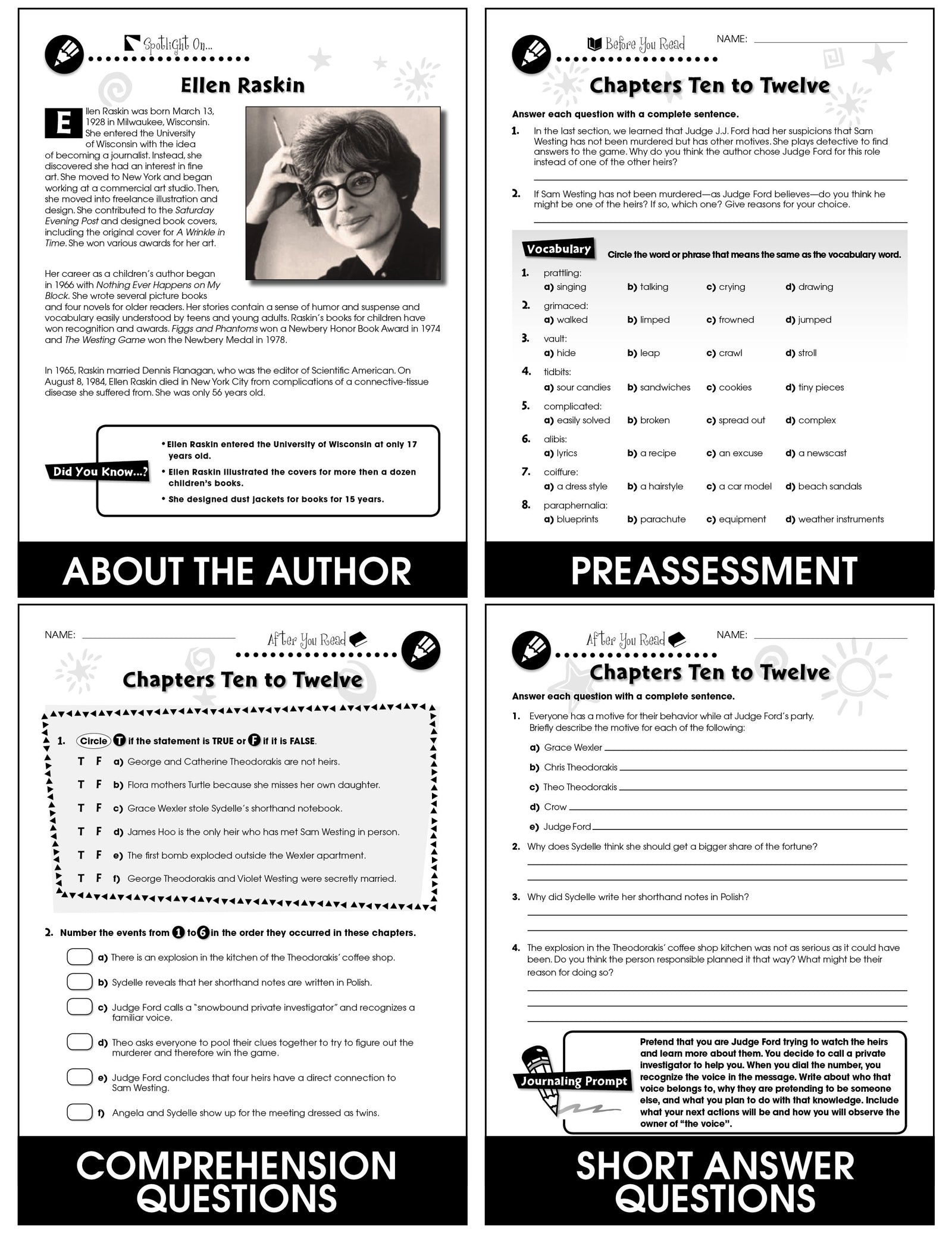 The Westing Game (Novel Study Guide) – CLASSROOM COMPLETE PRESS