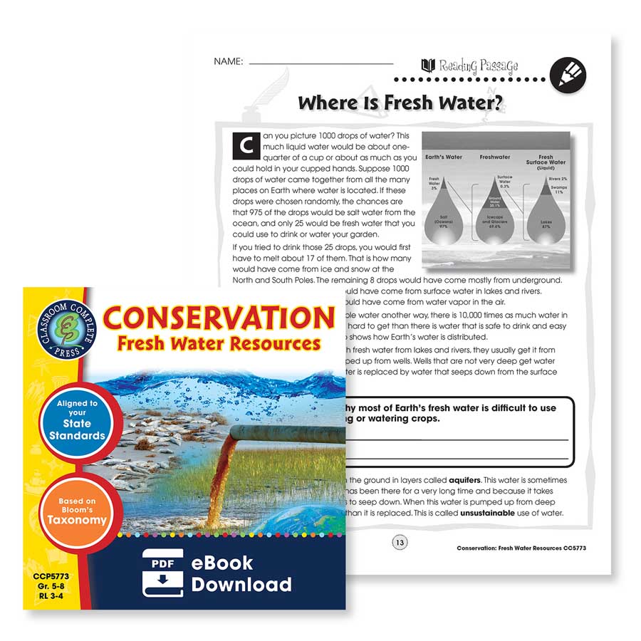 Conservation: Fresh Water Resources: Where is Fresh Water? Reading Pas ...