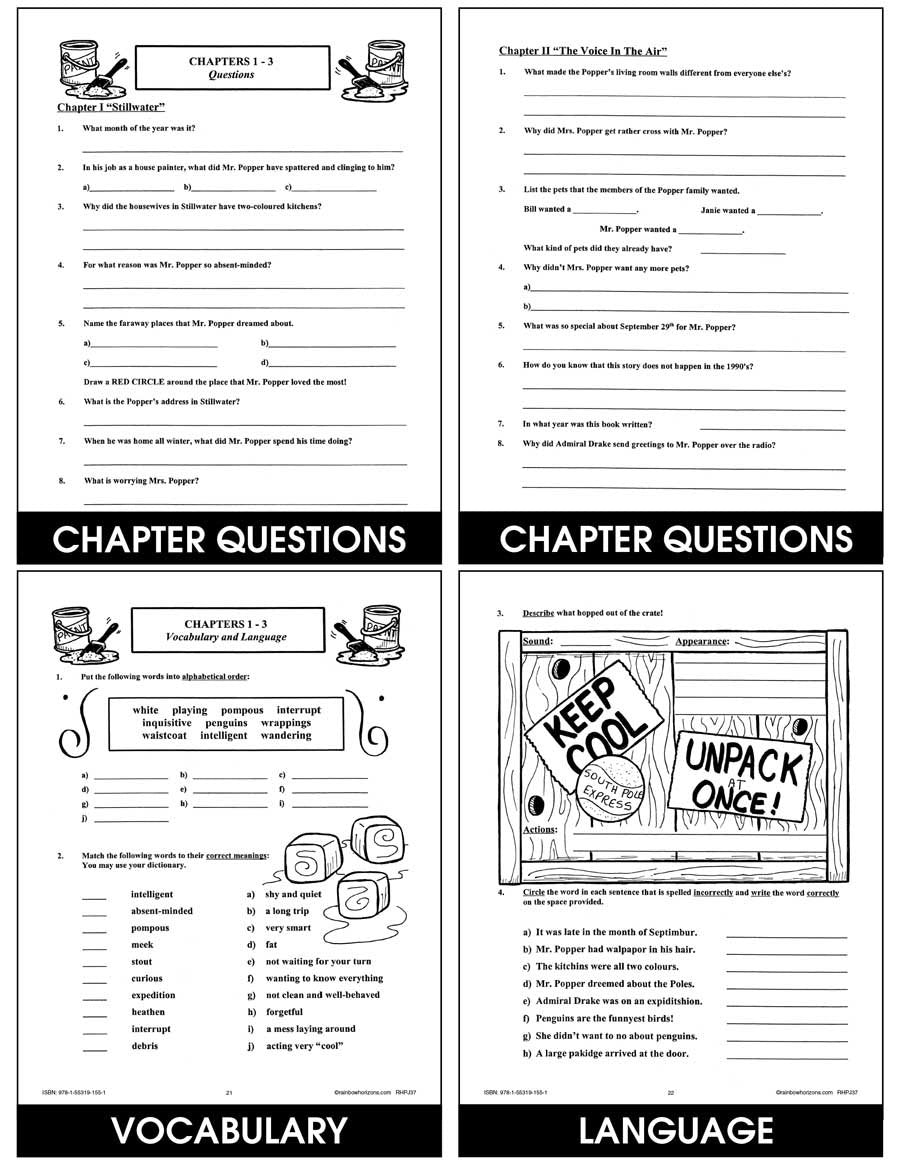 Mr. Popper's Penguins (Novel Study) - CHAPTER SLICE – CLASSROOM ...